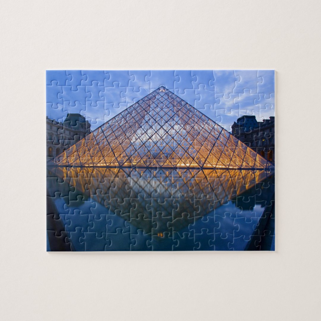 France, Paris. The Louvre at twilight. Credit Jigsaw Puzzle | Zazzle