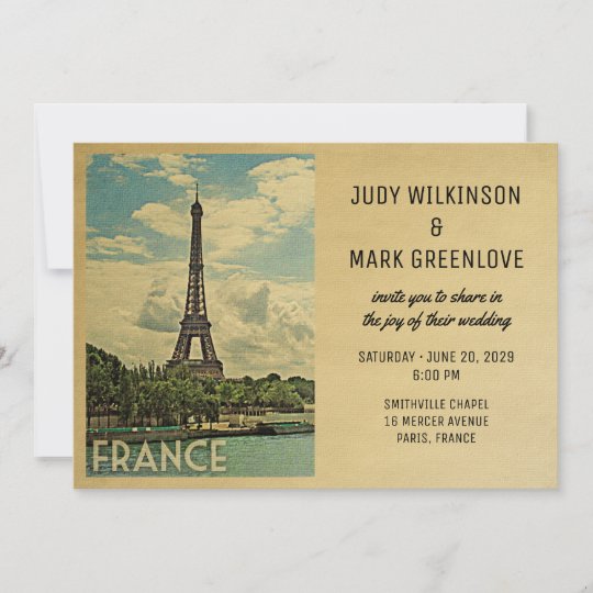 France Wedding Invitation Paris Eiffel Tower | Zazzle.com