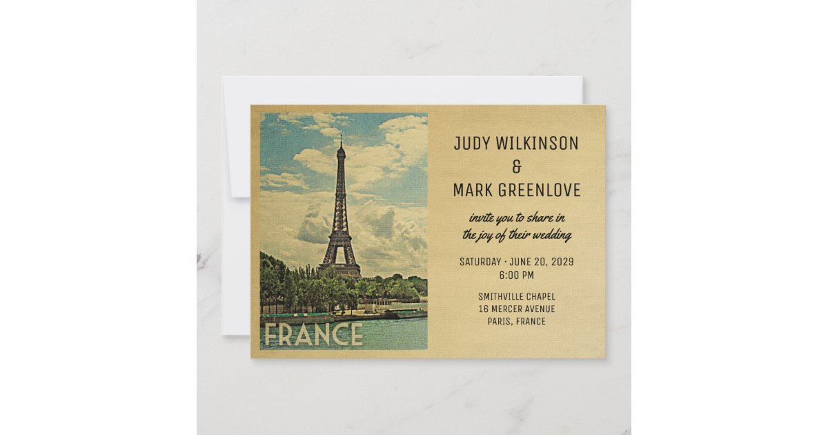 France Wedding Invitation Paris Eiffel Tower | Zazzle