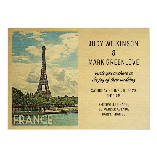 France Wedding Invitation Paris Eiffel Tower | Zazzle.com