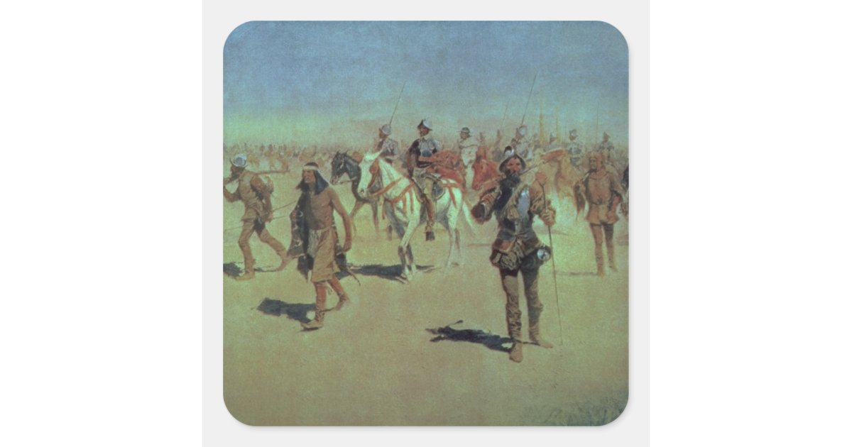 Francisco Vasquez de Coronado Making his Way Square Sticker | Zazzle