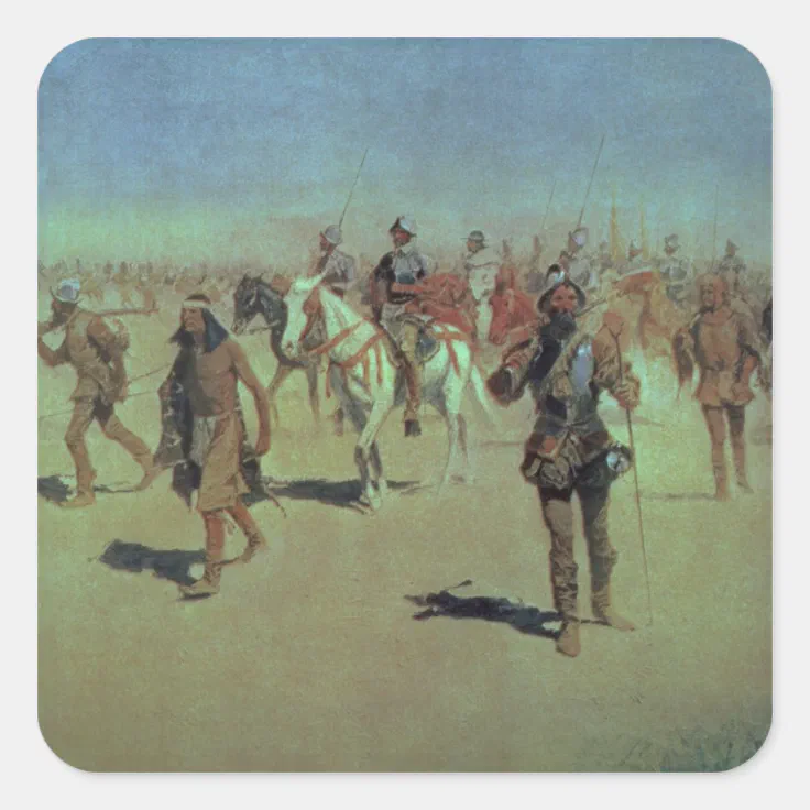 Francisco Vasquez de Coronado Making his Way Square Sticker | Zazzle
