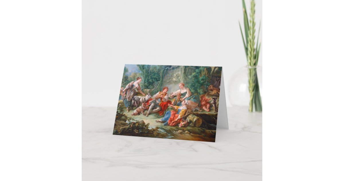 francois boucher shepherd's idyll rococo scenery card | Zazzle