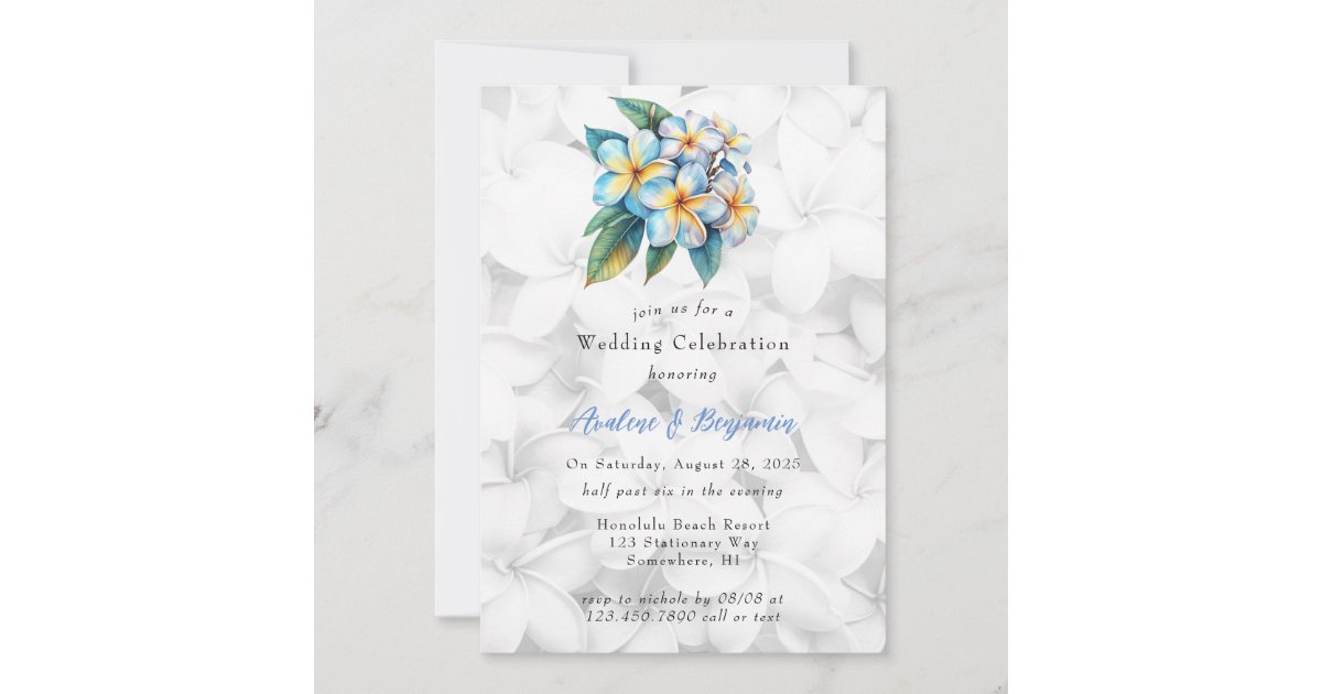 Frangipani Floral Hawaiian Wedding Celebration Invitation | Zazzle