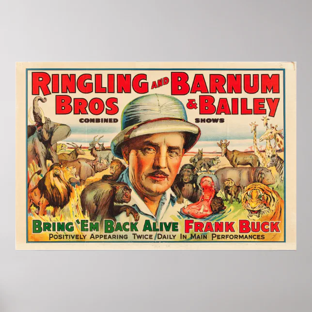 Frank Buck Bring 'Em Back Alive Circus Poster | Zazzle