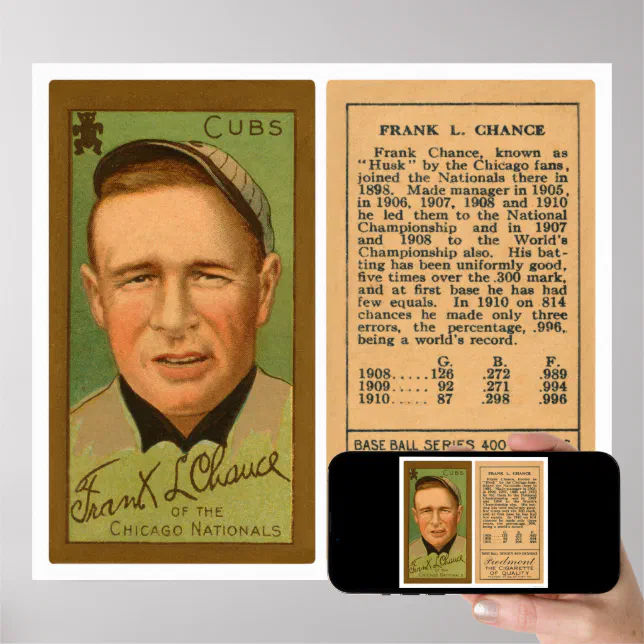 Frank Chance Cubs Baseball 1911 Poster | Zazzle