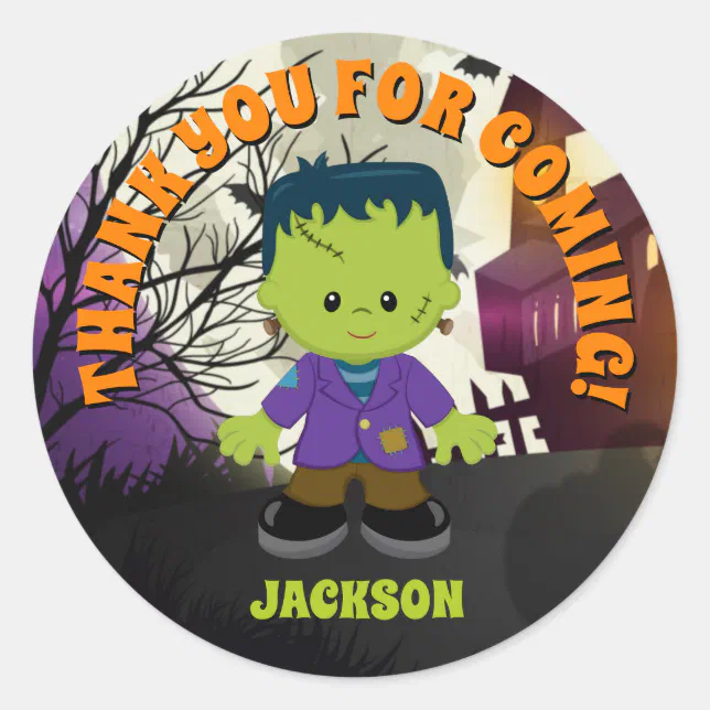 Frankenstein Halloween Stickers Kids Personalized | Zazzle