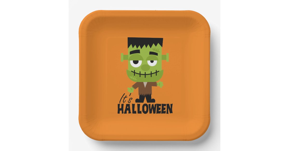 Frankenstein It's Halloween Paper Plates | Zazzle