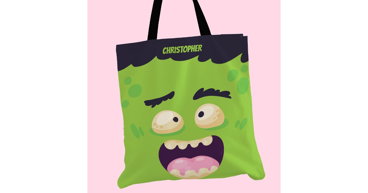 Frankenstein Monster Cute Personalized Halloween Tote Bag | Zazzle