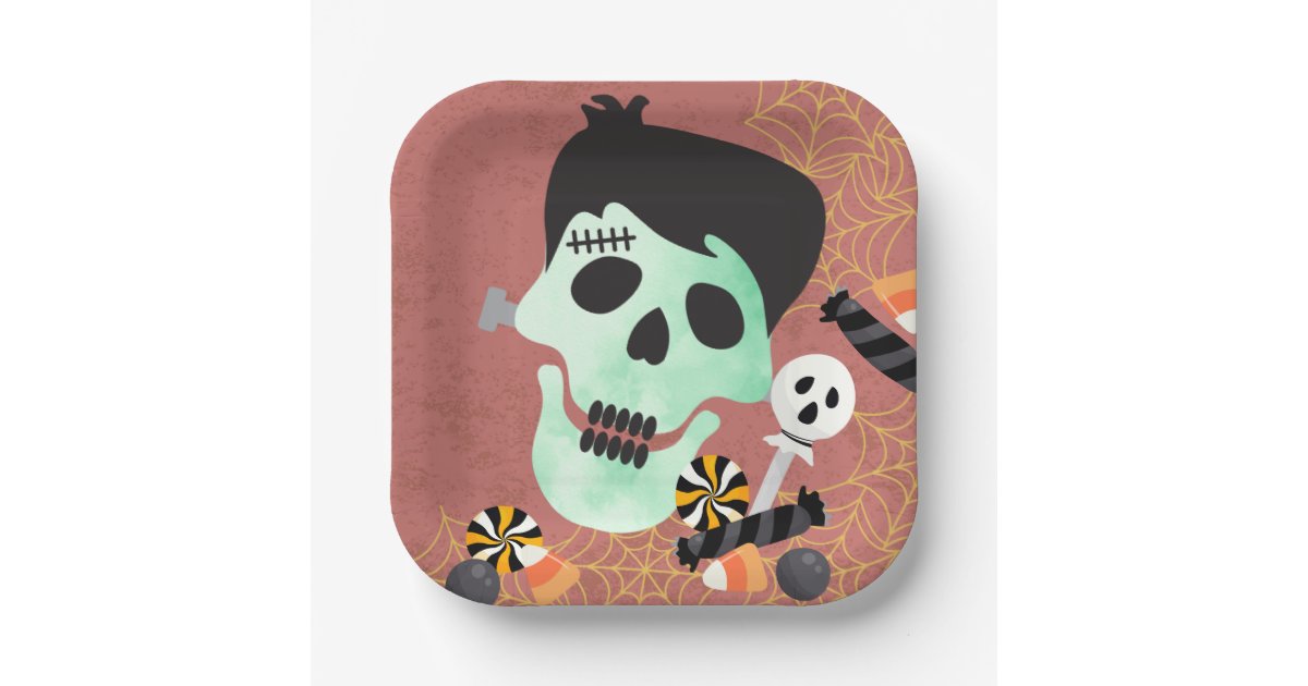 Frankenstein Monster Mash Halloween Party Plates | Zazzle