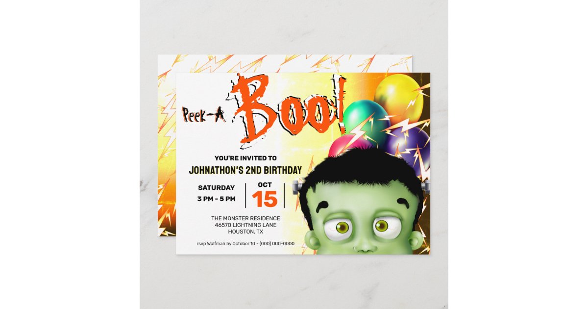 Frankenstein Monster Peek A Boo Invitation | Zazzle