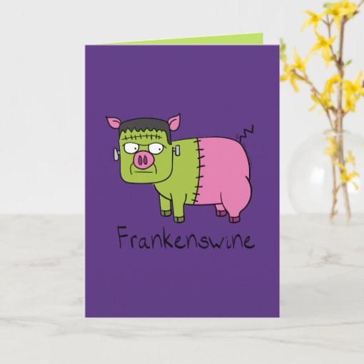 Frankenswine Pig Halloween Greeting Card | Zazzle