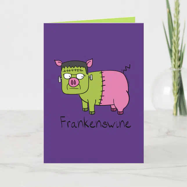 Frankenswine Pig Halloween Greeting Card | Zazzle