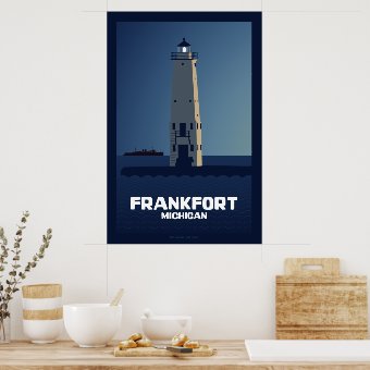 Frankfort Lighthouse, Michigan Poster | Zazzle