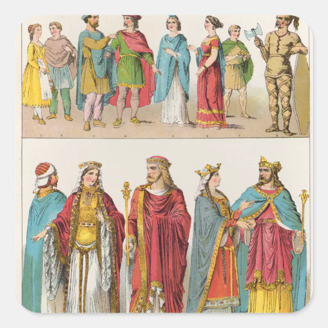 Frankish Dress Square Sticker | Zazzle