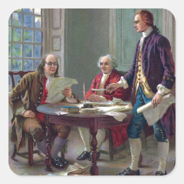 Franklin, Adams and Jefferson In Philadelphia 1776 Square Sticker | Zazzle