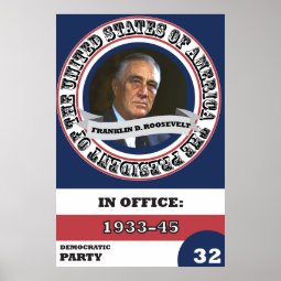 Franklin D. Roosevelt Presidential History Retro Poster | Zazzle