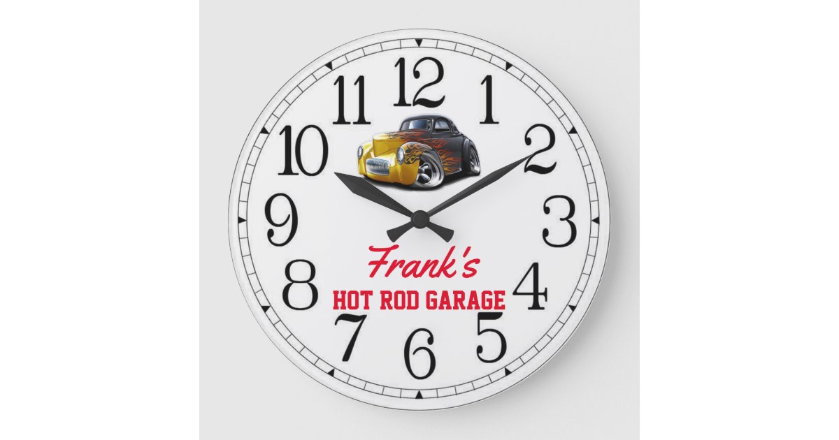Frank's Hot Rod Garage Large Clock | Zazzle