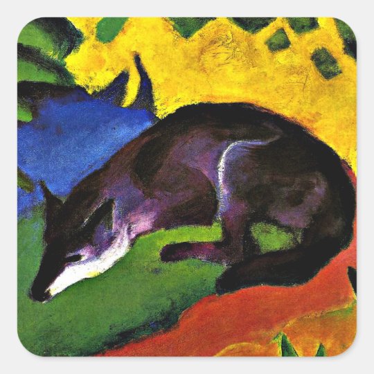 Franz Marc - Blue Fox Square Sticker | Zazzle.com