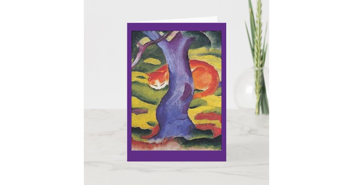 Franz Marc, Fine Art, Cat Hiding Behind a Tree, Card | Zazzle