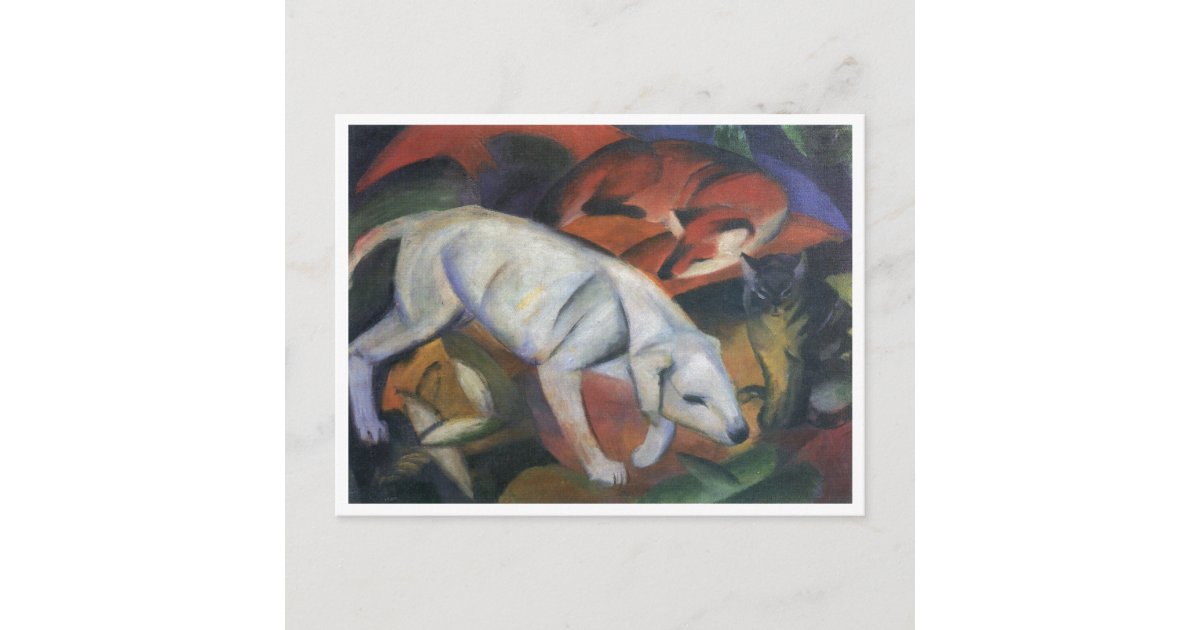 Franz Marc - Three Animals 1912 dog fox cat oil Postcard | Zazzle