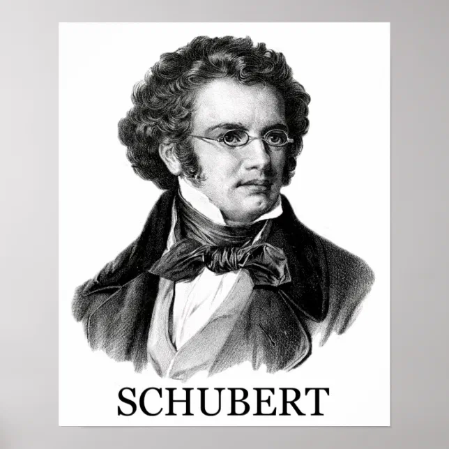 Franz Schubert, black Poster | Zazzle