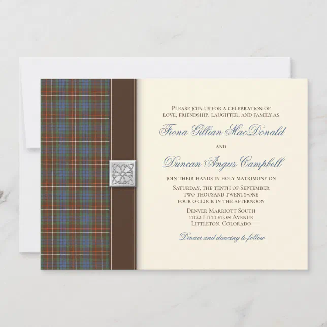 Fraser Ancient Hunting Tartan Wedding Invitation | Zazzle