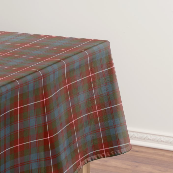 Fraser of Lovat Muted Red and Blue Tartan Tablecloth | Zazzle.com