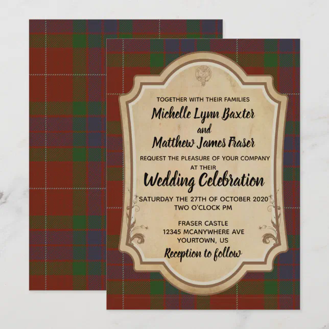 Fraser Tartan Wedding Invitation | Zazzle