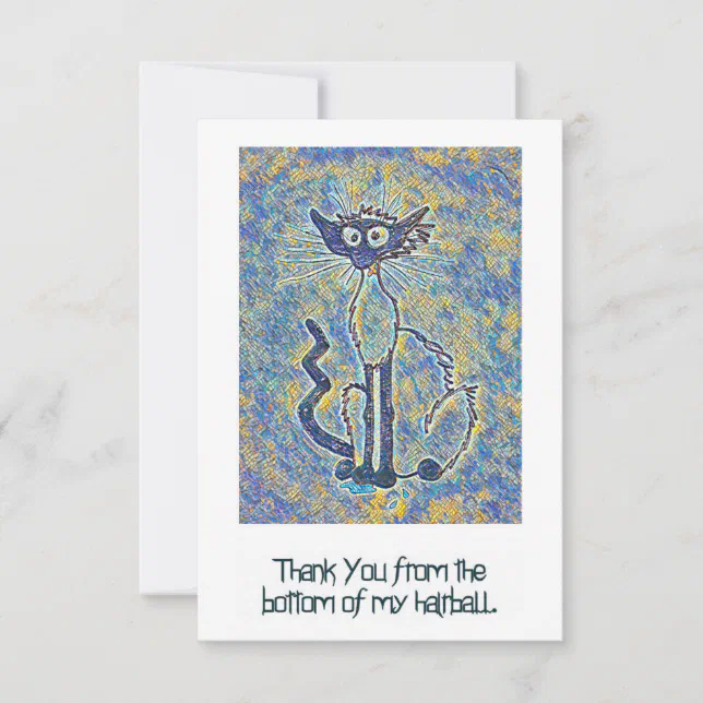Frazzled Cat Thank You Card | Zazzle