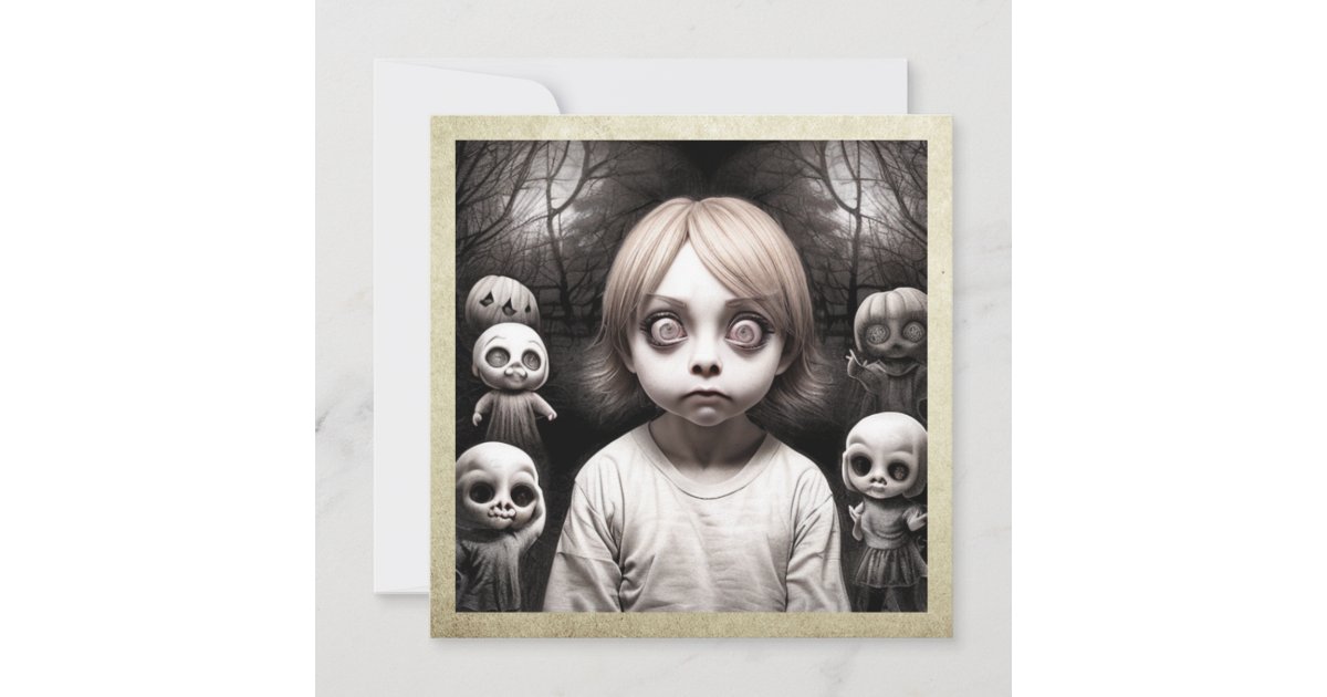 Freaky Child with Big Eyes Halloween Invitation | Zazzle