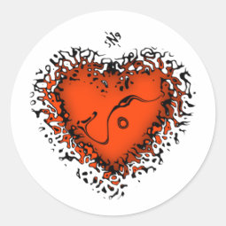 Freaky heart v3 classic round sticker | Zazzle