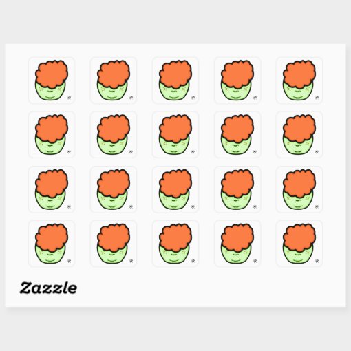 Freckled ginger kid (funny cartoon like sketch) v1 square sticker | Zazzle