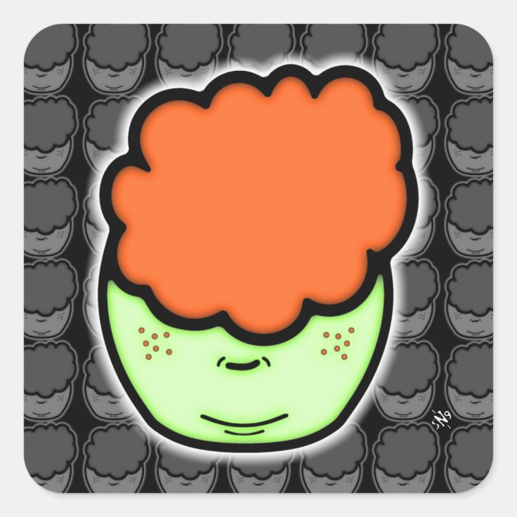 Freckled ginger kid (funny cartoon like sketch) v4 square sticker | Zazzle