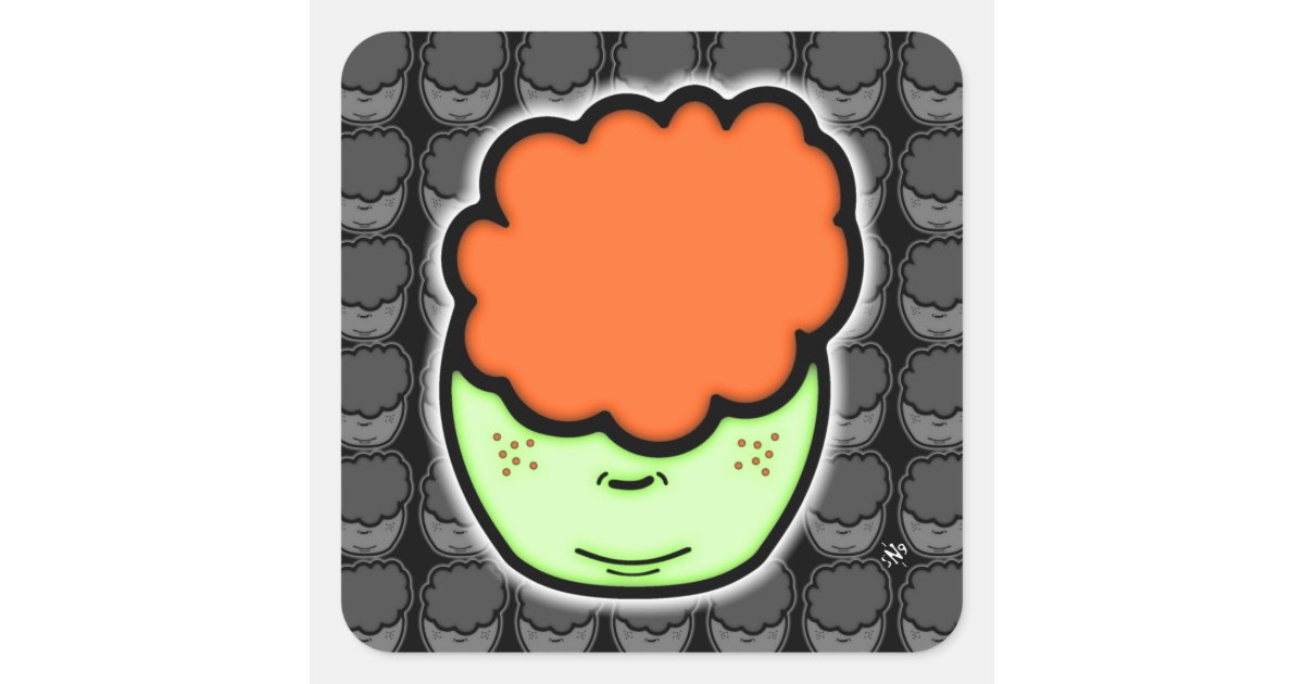 Freckled ginger kid (funny cartoon like sketch) v4 square sticker | Zazzle