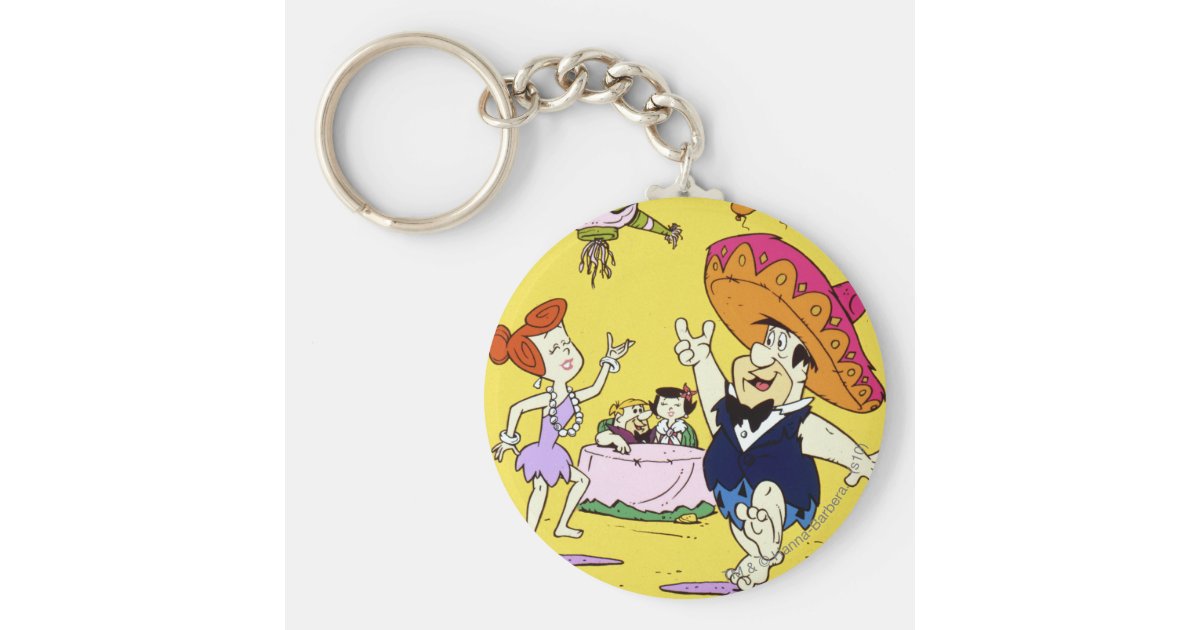 Fred Flintstone Wilma Barney and Betty Fiesta Keychain | Zazzle.com