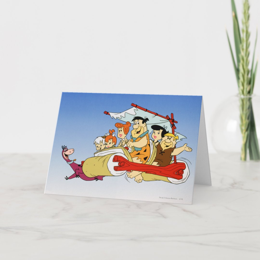 Fred Flintstone Wilma Barney and Betty PEBBLES™ Card | Zazzle