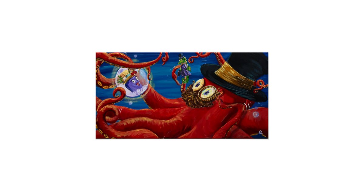 Fred Octopus & Sam Seahorse Steampunk print | Zazzle