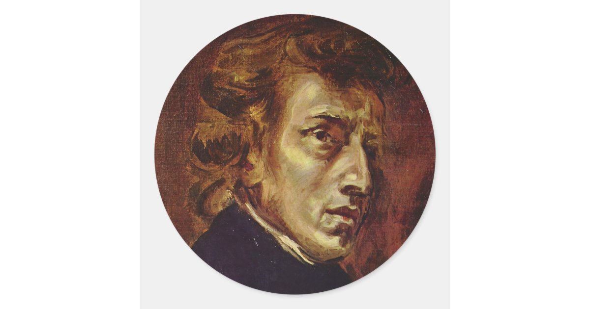 Frederic Chopin Portrait by Eugene Delacroix Classic Round Sticker | Zazzle