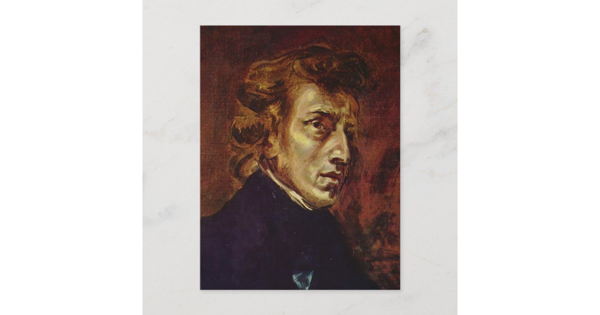 Frederic Chopin Portrait by Eugene Delacroix Postcard | Zazzle
