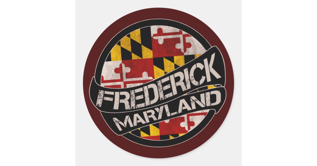 Frederick Maryland flag grunge stickers | Zazzle