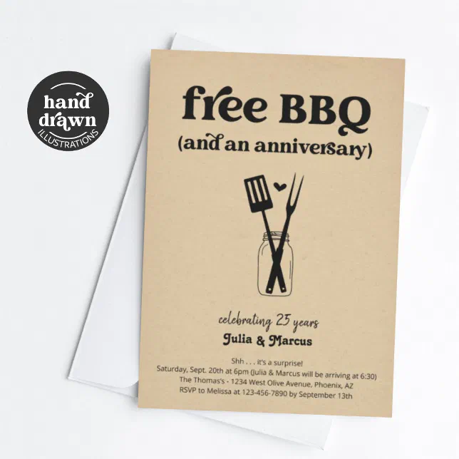 Free BBQ Funny Anniversary Party Invitation | Zazzle