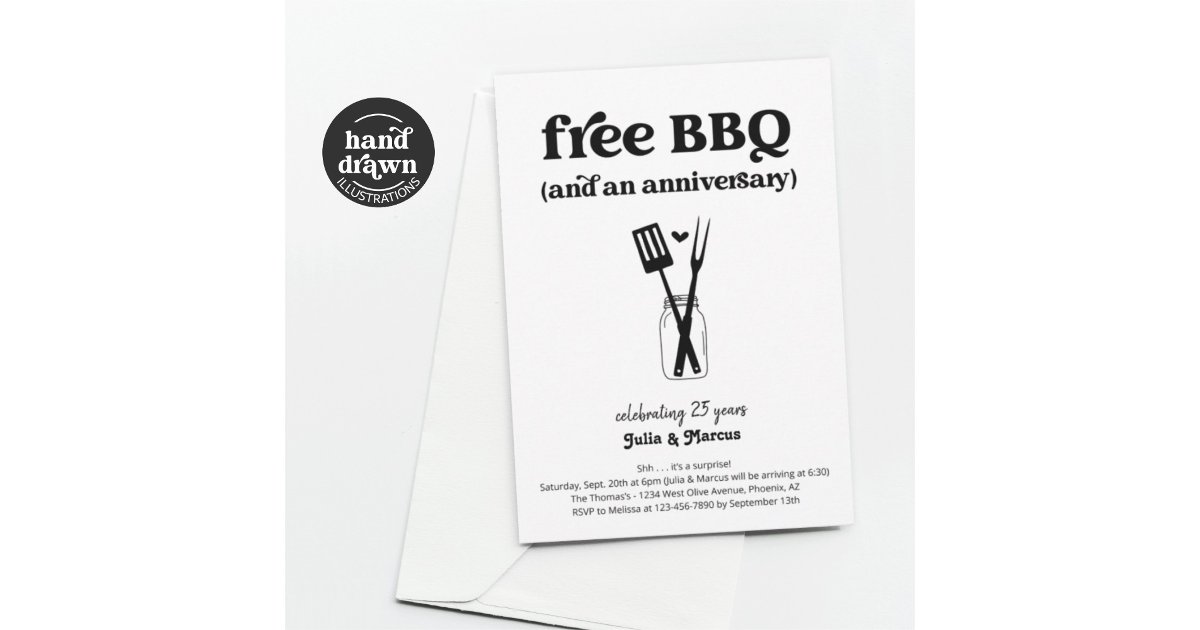 Free BBQ Funny Anniversary Party Invitation | Zazzle