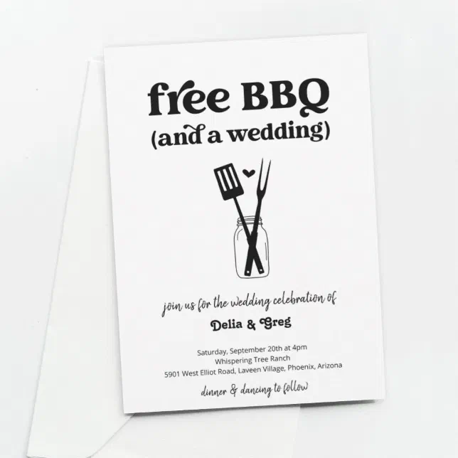 Free BBQ Funny Wedding Invitation | Zazzle