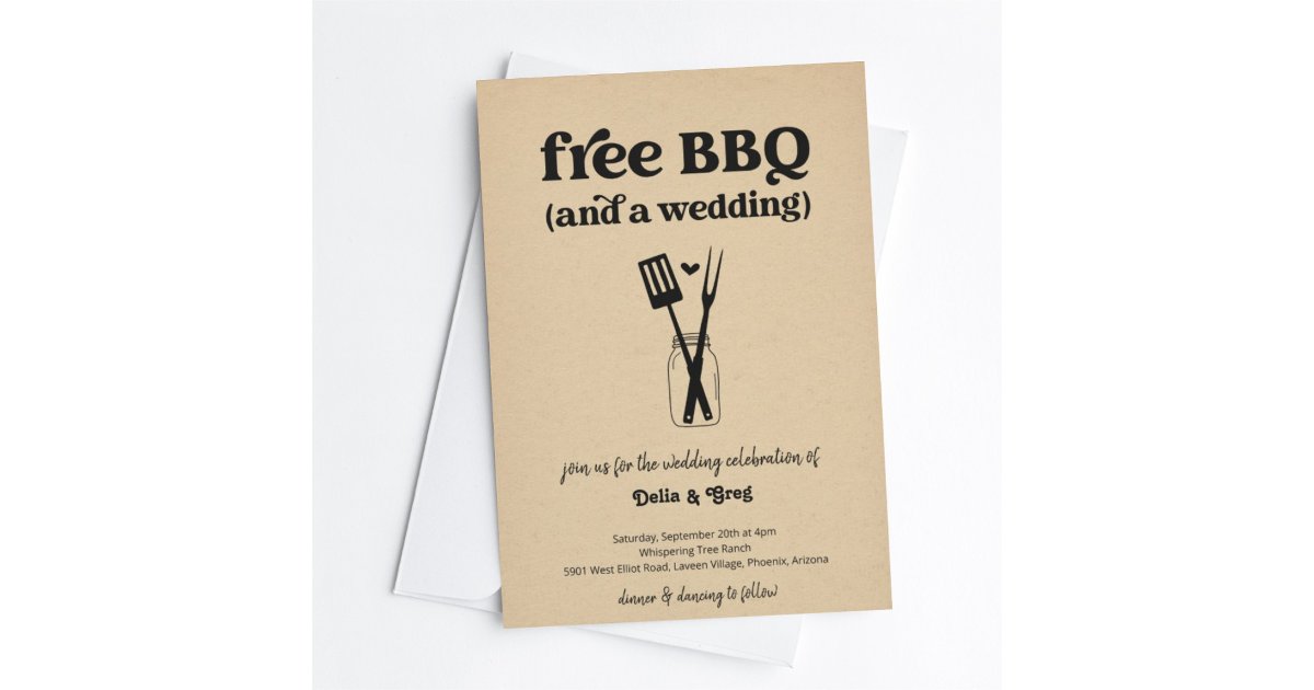 Free BBQ Funny Wedding Invitation | Zazzle