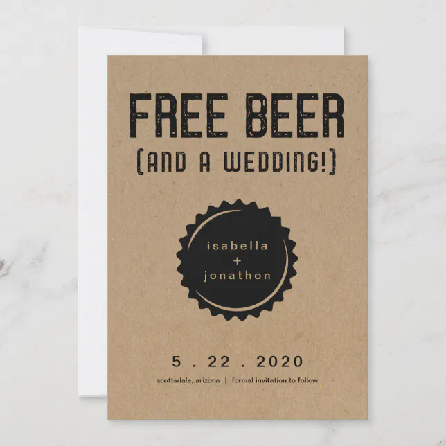 Free Beer Funny Save the Date Card | Zazzle