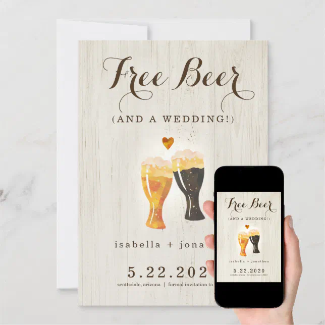Free Beer Funny Save the Date Card | Zazzle