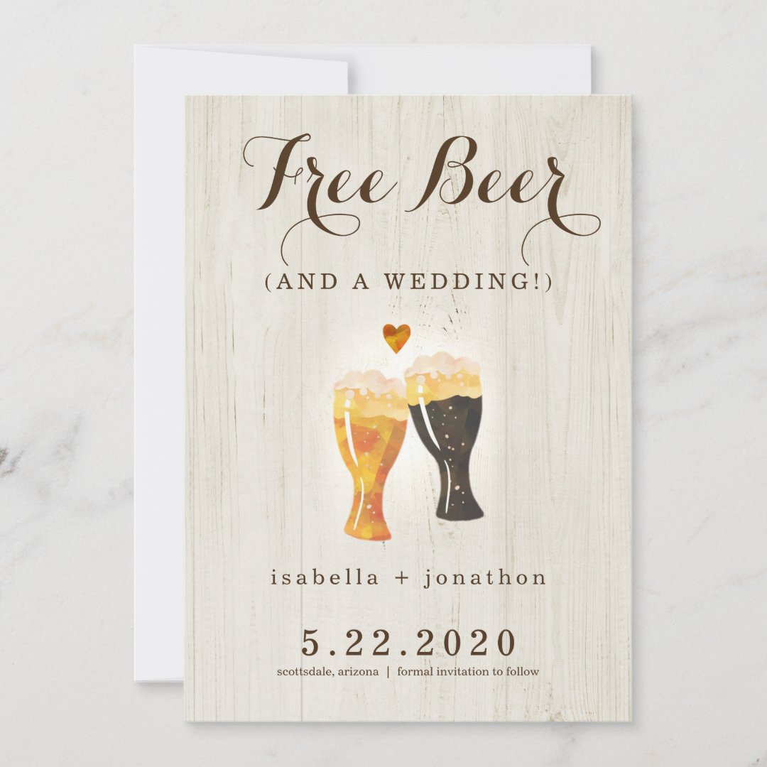 Free Beer Funny Save the Date Card | Zazzle