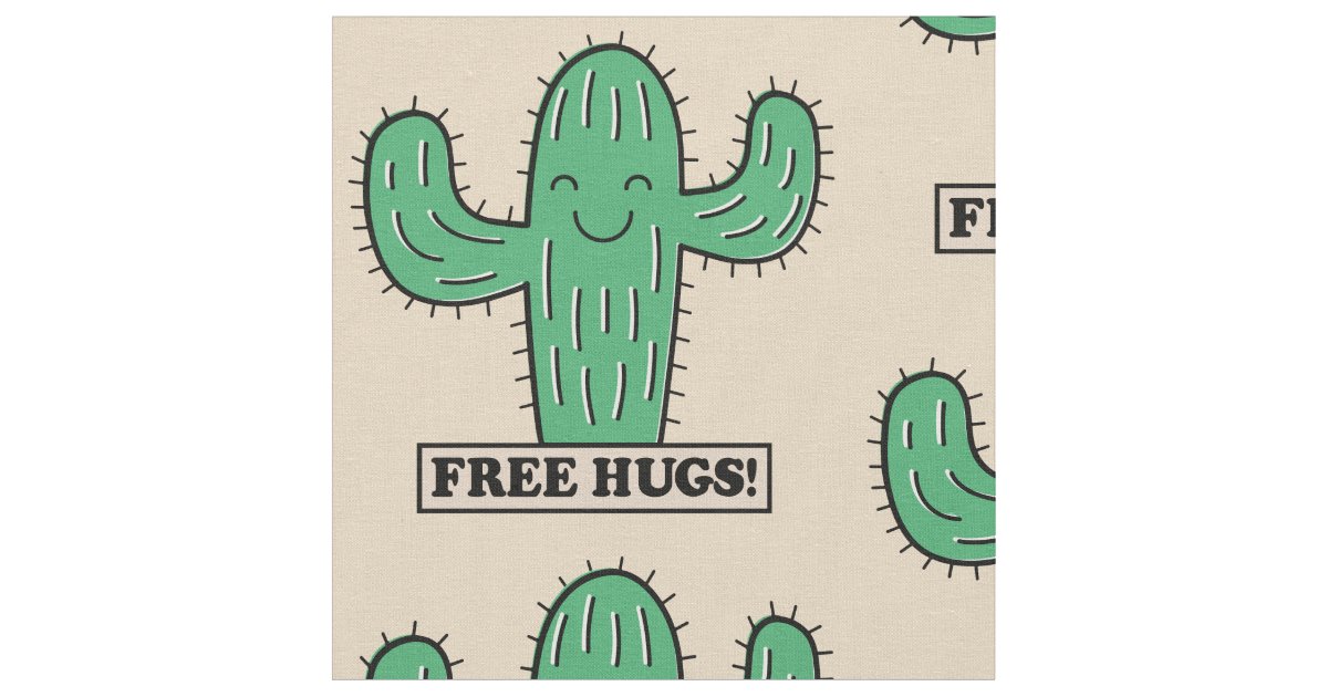Free Cactus Hugs custom fabric | Zazzle