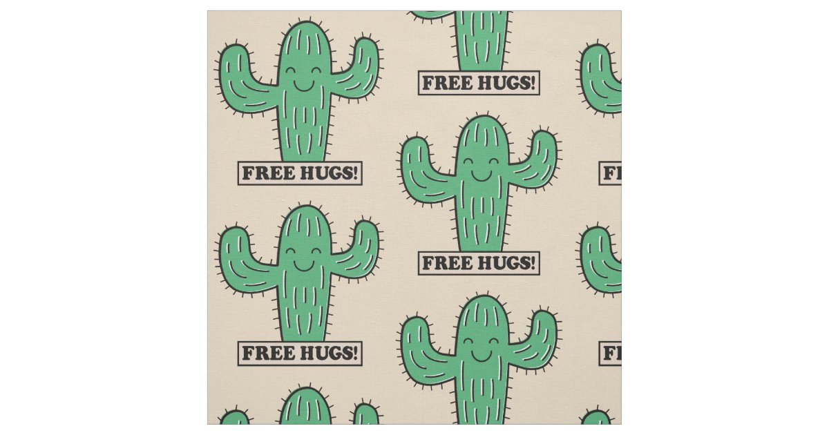 Free Cactus Hugs custom fabric | Zazzle